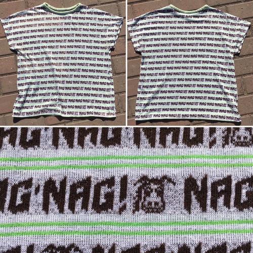 NAG NAG NAG T Shirt Top All Over Print Pattern Tee Striped Donkey Horse ...