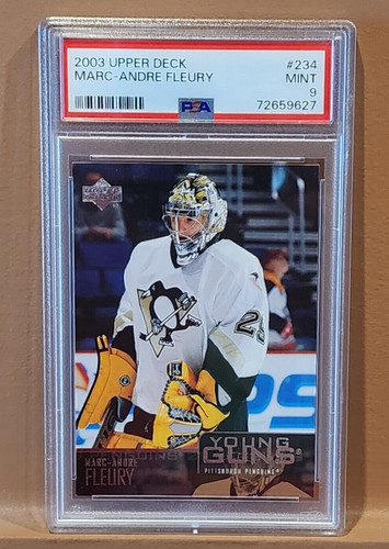 2003-04 Upper Deck Marc Andre Fleury Young Guns Rookie Card - PSA 9 ...