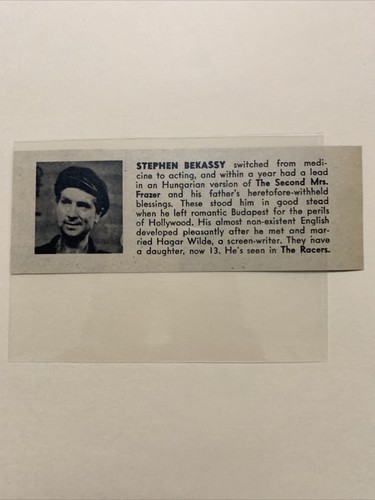 Stephen Bekassy The Racers 1956 Hollywood Star Panel | eBay