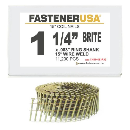 1-1/4" x .083 RING BRITE COIL NAILS 15-DEG WIRE 11,200ct | CN114083R32 ...