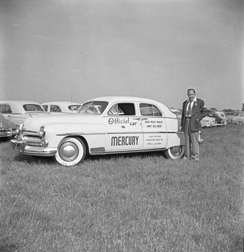 Cliff Rigsbee poses with the official car of the 1950 Indianapo 1950 ...