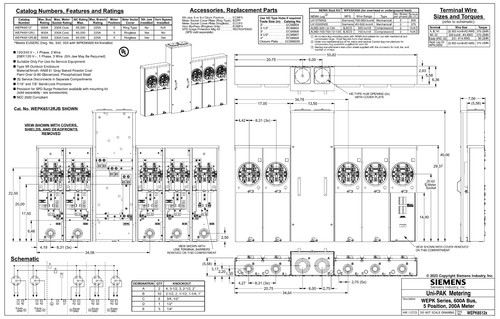 Siemens WEPK6512 Meter Socket EUSERC NEC2020 5-Gang 600A 225 Amp RING ...