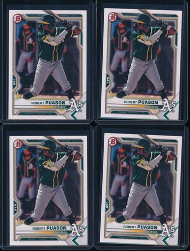 Lot of (4) ROBERT PUASON 2021 Bowman Paper Prospects Athletics Rookie ...