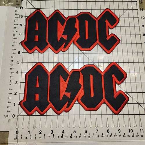AC/DC EMBROIDERED LARGE SIZE PATCHES / LOT OF 2 / 10x5 INCH / BON SCOTT ...