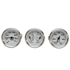 Teleflex Boat Gauge Set | White 3 3/8 Inch Outboard (Set of 3)