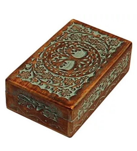 8 inch Wooden Jewelry Box - Handmade Wood Art Portable Treasure Tree of ...