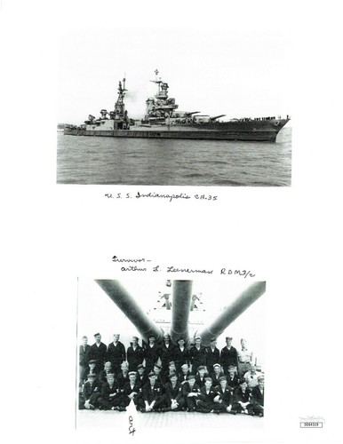 Arthur Leenerman signed 8.5x11 Photo 1945 USS Indianapolis CA-35 ...