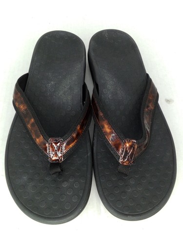 Vionic Women's Tide II Toe Post Sandal with Orthotic Arch Support Black ...