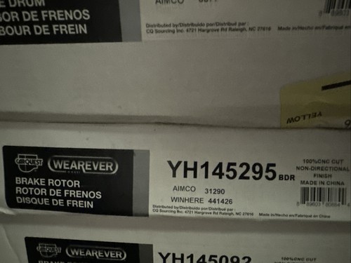New (Open Box) WEAREVER BRAKE ROTOR No. YH145147 (Front) NON ...