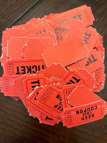 200 Red Raffle Tickets Carnival Type Tickets; For Prizes, Games ...