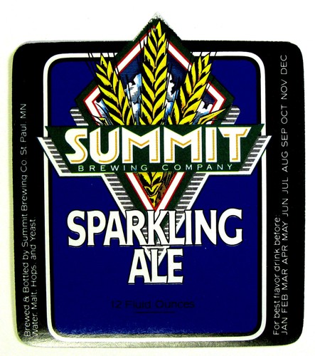 Summit Brewing SUMMIT SPARKLING ALE beer label MN 12 oz NO Govt Warning ...