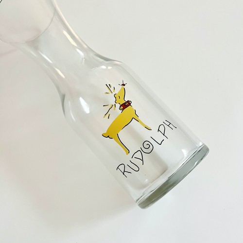 RARE Pottery Barn Reindeer GLASS Carafe RUDOLPH Holiday Christmas ...