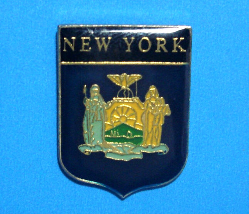 NEW YORK STATE CREST - SHIELD - EMBLEM - SEAL - COAT OF ARMS - VINTAGE ...