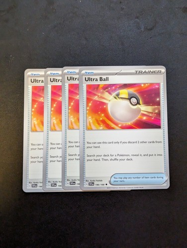 4x Ultra Ball - 196/198 - Scarlet & Violet - Pokemon Non Holo Playset ...