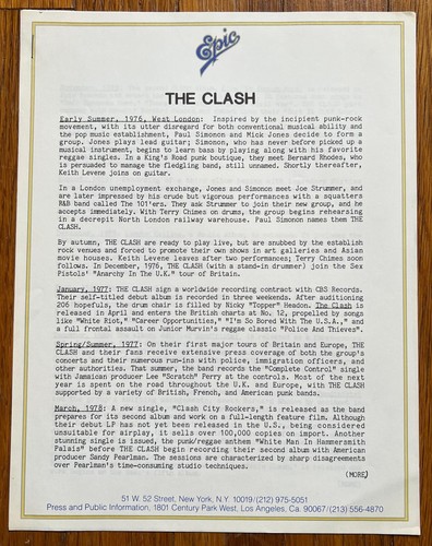The Clash - Cut The Crap RARE promo press release '85 | eBay