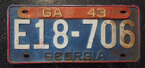 1942 Georgia License Plate with 1943 strip GA car tag vehicle ...
