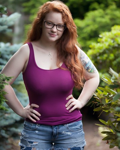 8x10 Artistic Photo Fine Art Beautiful Busty Redhead Tattoo Model 1819