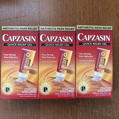 3 Boxes Capzasin Arthritis Pain Relief Quick Relief Gel 1.5 Oz. 11/2026 ...