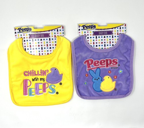 PEEPS BABY BIB EASTER -SET OF 2 -BUNNY CHICK YELLOW-PURPLE NEW | eBay