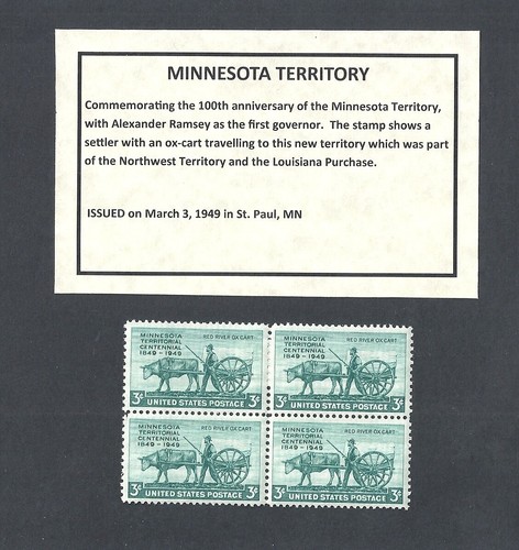 #981 - 1949 MINNESOTA TERRITORY - US Mint Block of 4 Stamps | eBay