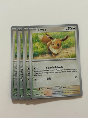 Pokemon Card 151 Reverse Holographic 4x Playset Eevee 133/165 Near Mint ...