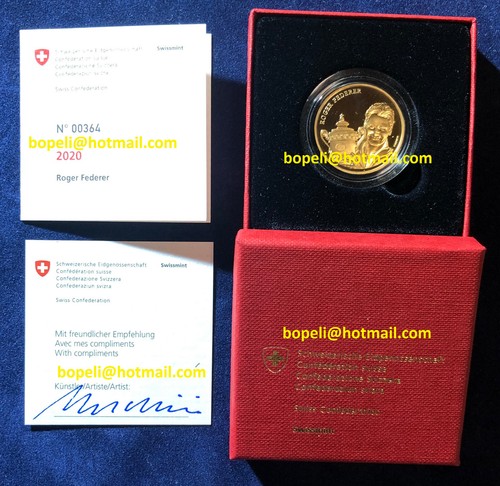 Roger Federer artist signature CHF 50 Franken Gold Coin 2020 ...