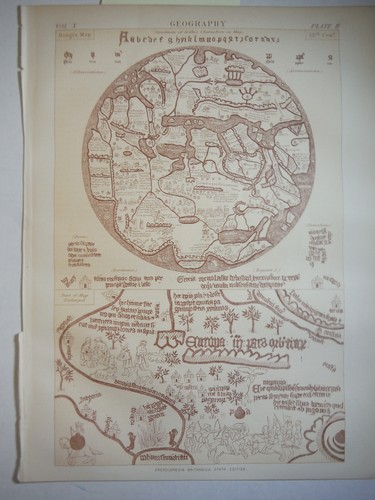 Antique Borgia Map from the Encyclopaedia Britannica, Ninth Edition Vol ...