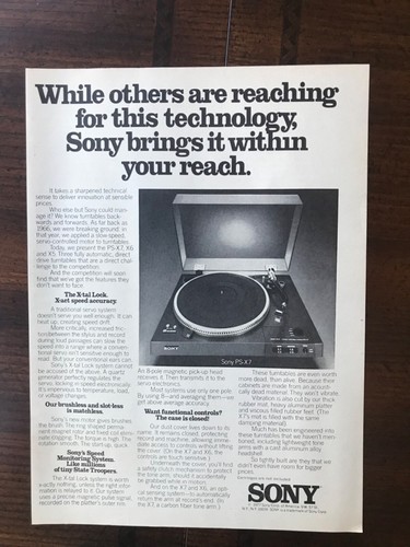 1978 vintage original print ad Sony PS-X7 Record Turntables | eBay