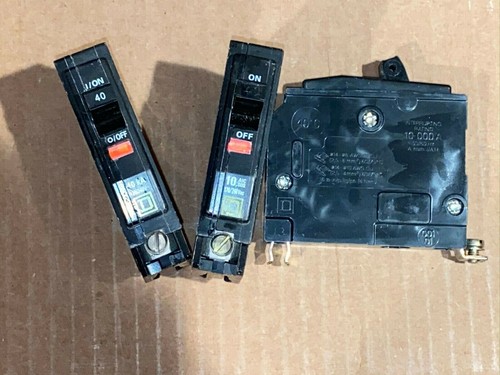 LOT OF 3 Square D QOB QOB140 1 Pole 40 Amp 120/240V Yellow Circuit ...