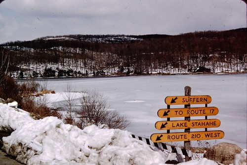 1950s Sign Post Suffern Lake Stahahe New York Red Border Kodachrome ...