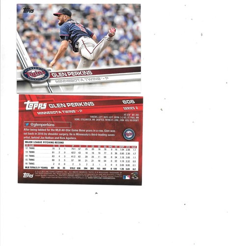 Glen Perkins 2017 Topps Baseball Card #606 Twins 2 card Lot | eBay