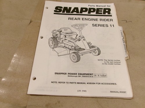 SNAPPER REAR ENGINE RIDER SERIES 11 PARTS MANUAL | eBay