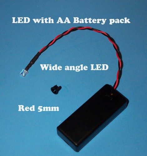 5mm LED + AA BATTERY PACK & SWITCH RED WIDE ANGLE (Halloween / Projects ...