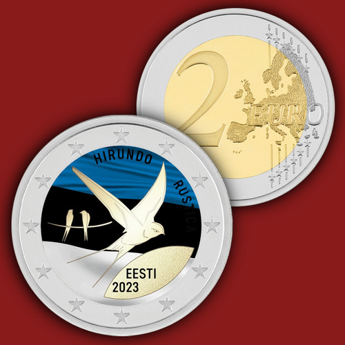 ESTONIA - HIRUNDO RUSTICA 2023 2 Euro Coloured UNC Color Coin | eBay