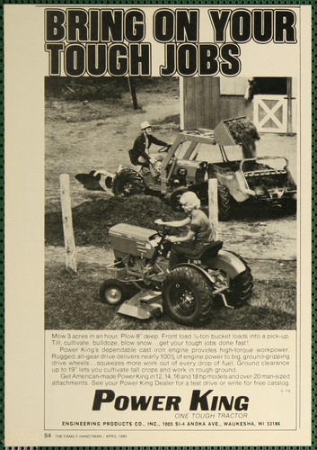 Power King Tractor Loader Plow 12hp to 18hp 20 Attachments Vintage ...