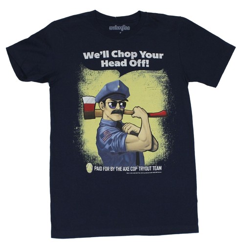 Axe Cop Adult New T-Shirt - "We'll Chop Your Heads Off!" Heroic Axe Cop Pic | eBay