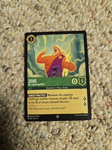 Disney Lorcana - Ursula's Return Zeus Mr. Lightning Bolts 92/204 Super Rare | eBay