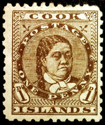 Cook Islands #9 1p Brown 1893 Queen Makea Takau VF MLH Full Gum Fresh ...