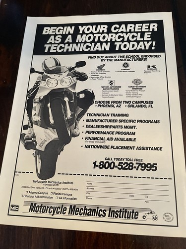 Motorcycle Mechanics Institute Full Page Ad#24211 | eBay