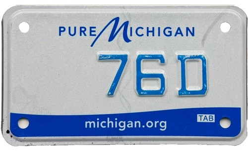 *99 CENT SALE* Michigan MOTORCYCLE Vanity Low Number License Plate #76D ...