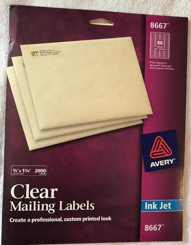 Avery Ink Jet Clear Mailing Labels 1 3/4" x 1/2" Size, 2000 labels ...