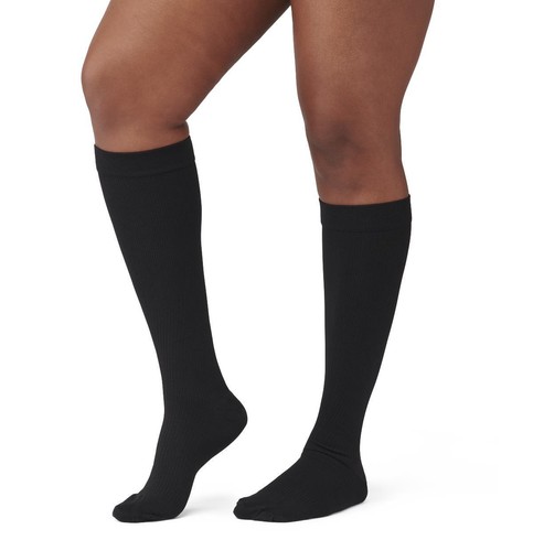 CURAD Compression Socks, Knee High, 20-30 mmHg, Black, Size D (XL ...