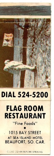 Flag Room Restaurant, Beaufort, South Carolina Matchbook | eBay