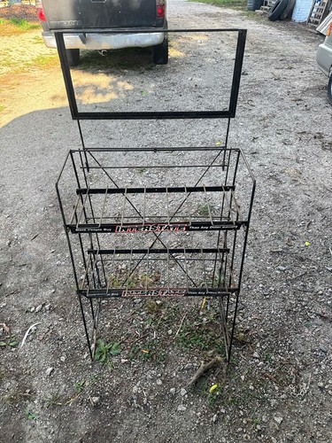 Vintage Interstate Batteries Metal Sign Display Rack Folds Up Flat, 3 ...