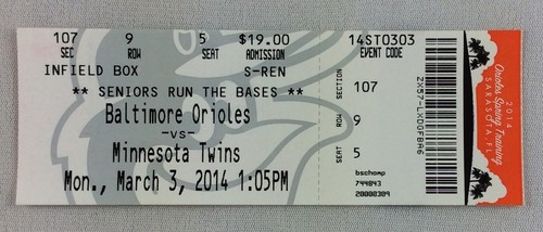 MLB 2014 03/03 Minnesota Twins at Baltimore Orioles Spring Training ...