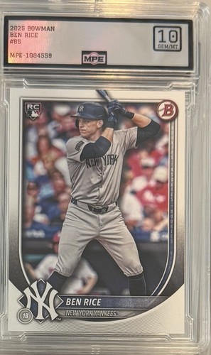 2025 Bowman Ben Rice Rookie Graded MPE 10 Gem Mint #85 Yankees 📈 | eBay
