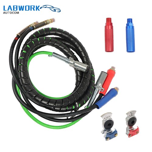 15ft 3 in 1 ABS & Air Line Hose Wrap 7 Way Electrical Cable Semi Truck ...