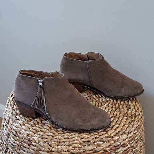 Vionic Womens Serena Taupe Suede Ankle Boot Side Tassel Zip 2" Block ...