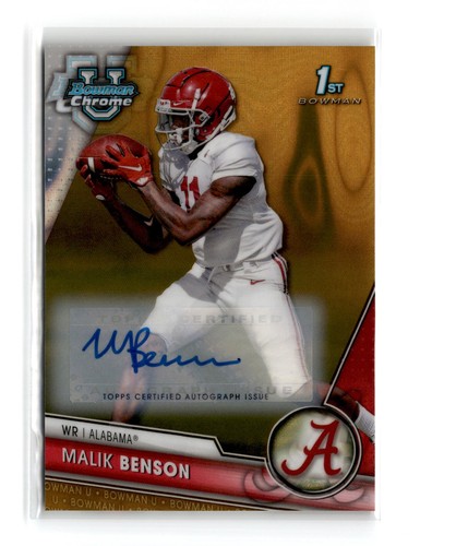 Malik Benson 2023 Bowman U Chrome 1st #45 Gold Lava Refractor Auto 26/ ...