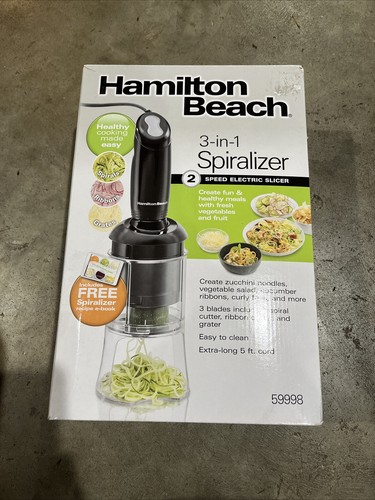 Hamilton Beach 3-in-1 Spiralizer 2-Speed Motorized Vegetable Slicer | eBay